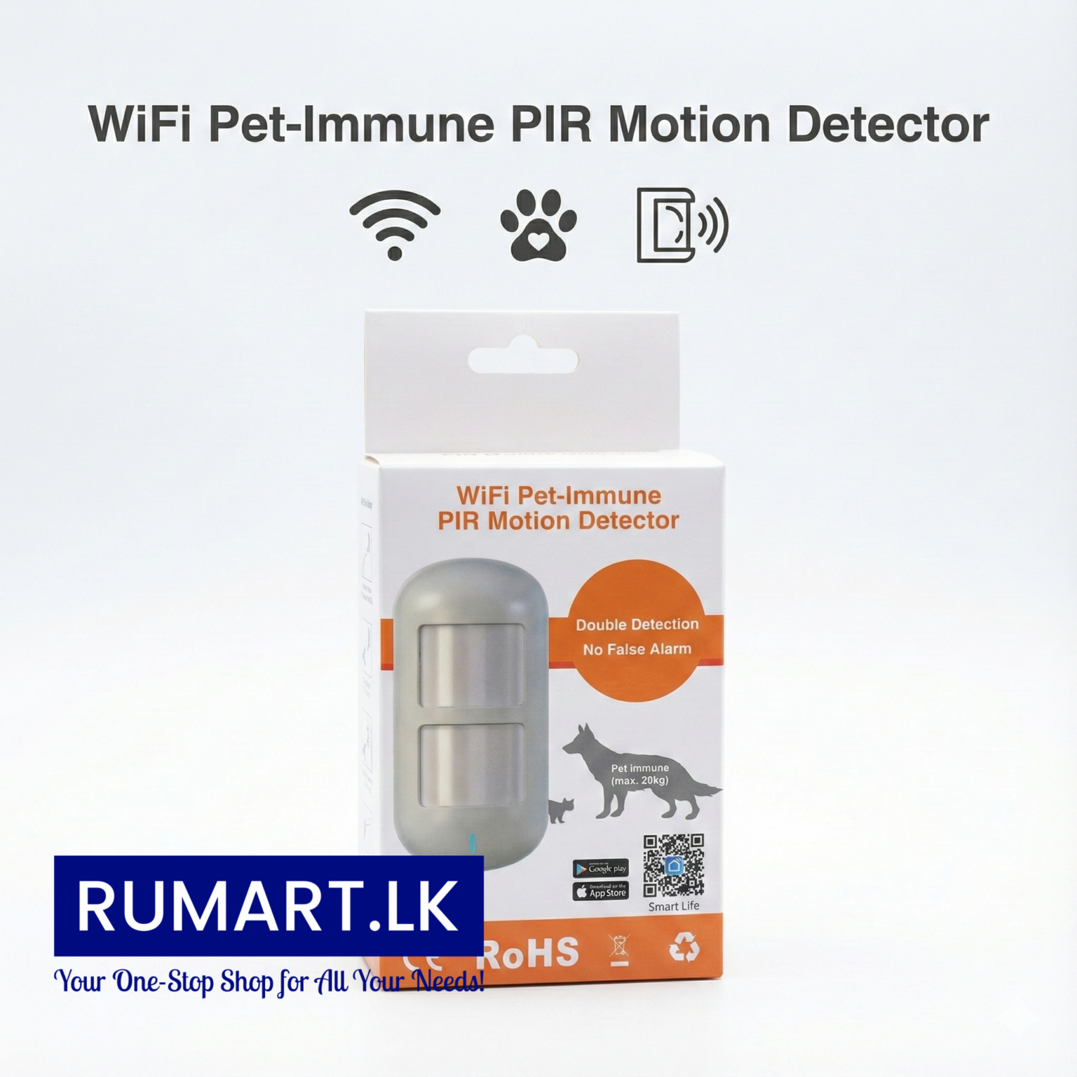Smart WiFi Pet-Immune PIR Motion Detector | False Alarm Proof - RumArt ...